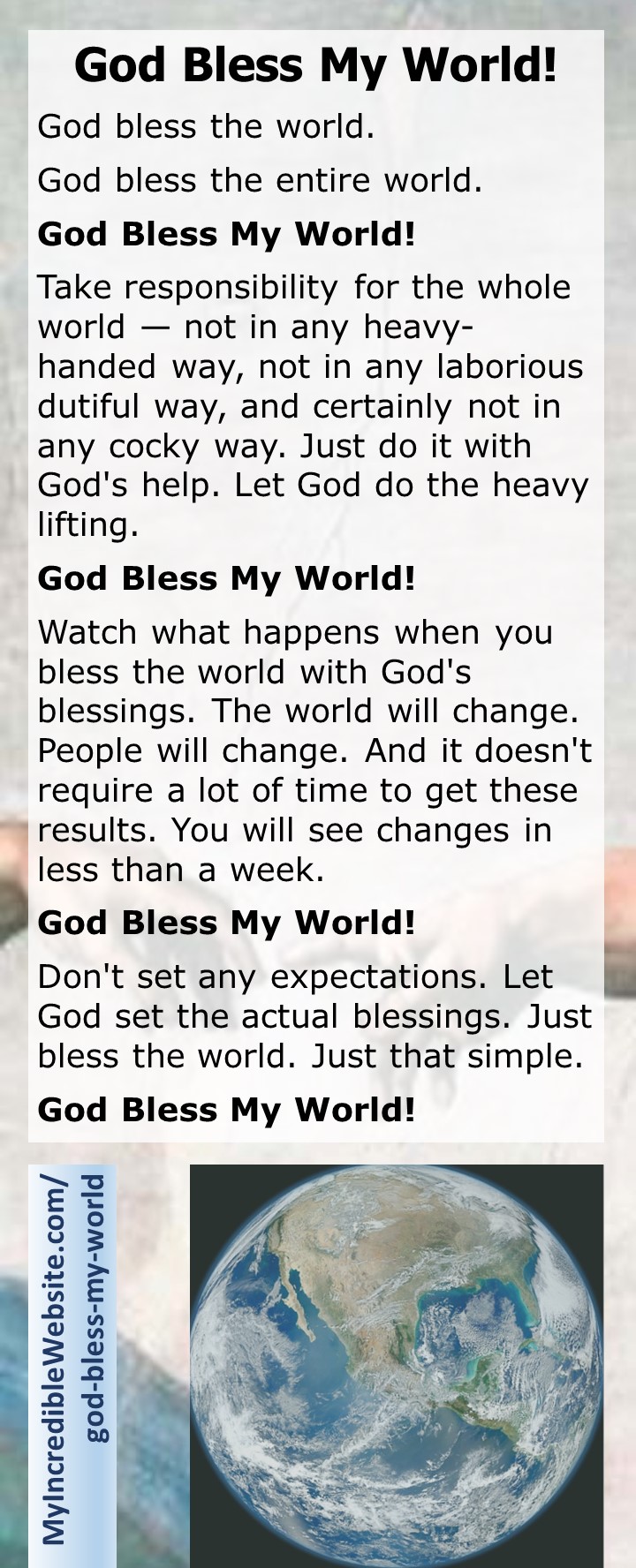 God Bless My World – My Incredible Website