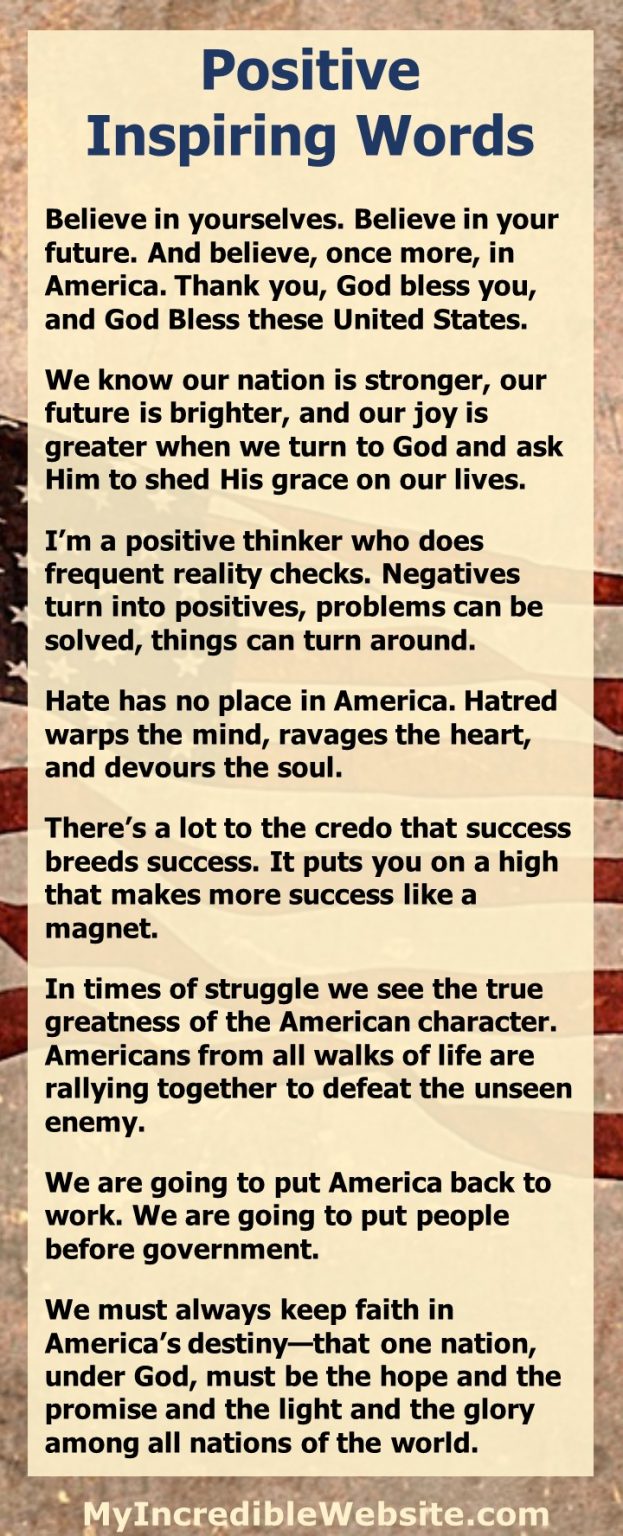 Positive Inspiring Words – My Incredible Website